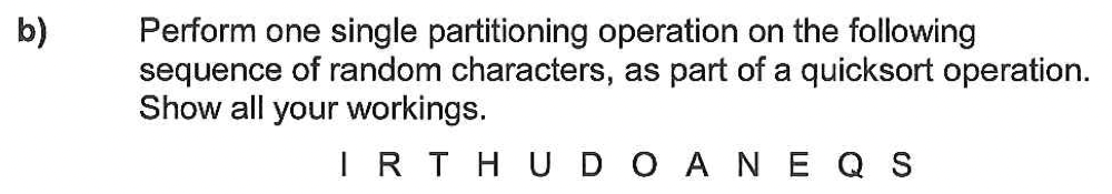 Solved b) Perform one single partitioning operation on the | Chegg.com