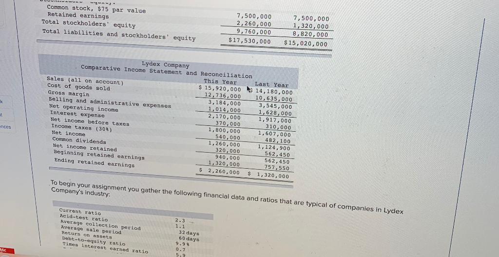 Solved Problem 14-15 Comprehensive Ratio Analysis (LO14-2, | Chegg.com