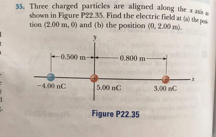 Solved 35. Three charged particles are aligned along the x | Chegg.com