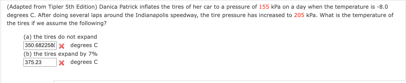 Solved (Adapted from Tipler 5th Edition) ﻿Danica Patrick | Chegg.com