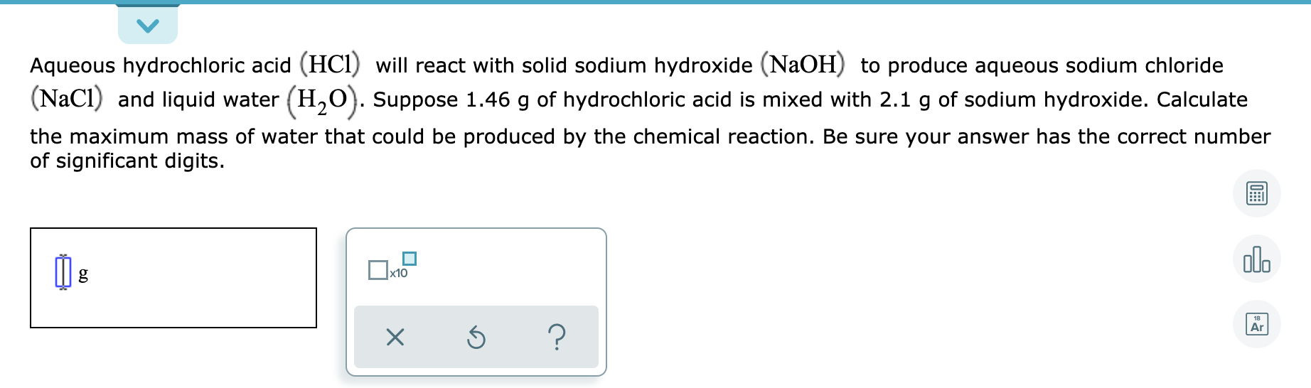 Solved Aqueous hydrochloric acid (HCI) will react with solid | Chegg.com