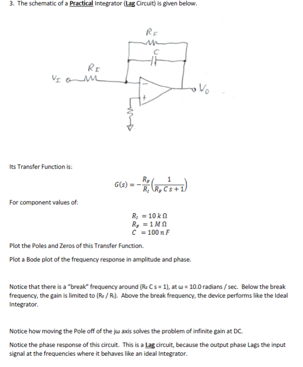 Solved The schematic of a Practical Integrator (Lag Circuit) | Chegg.com