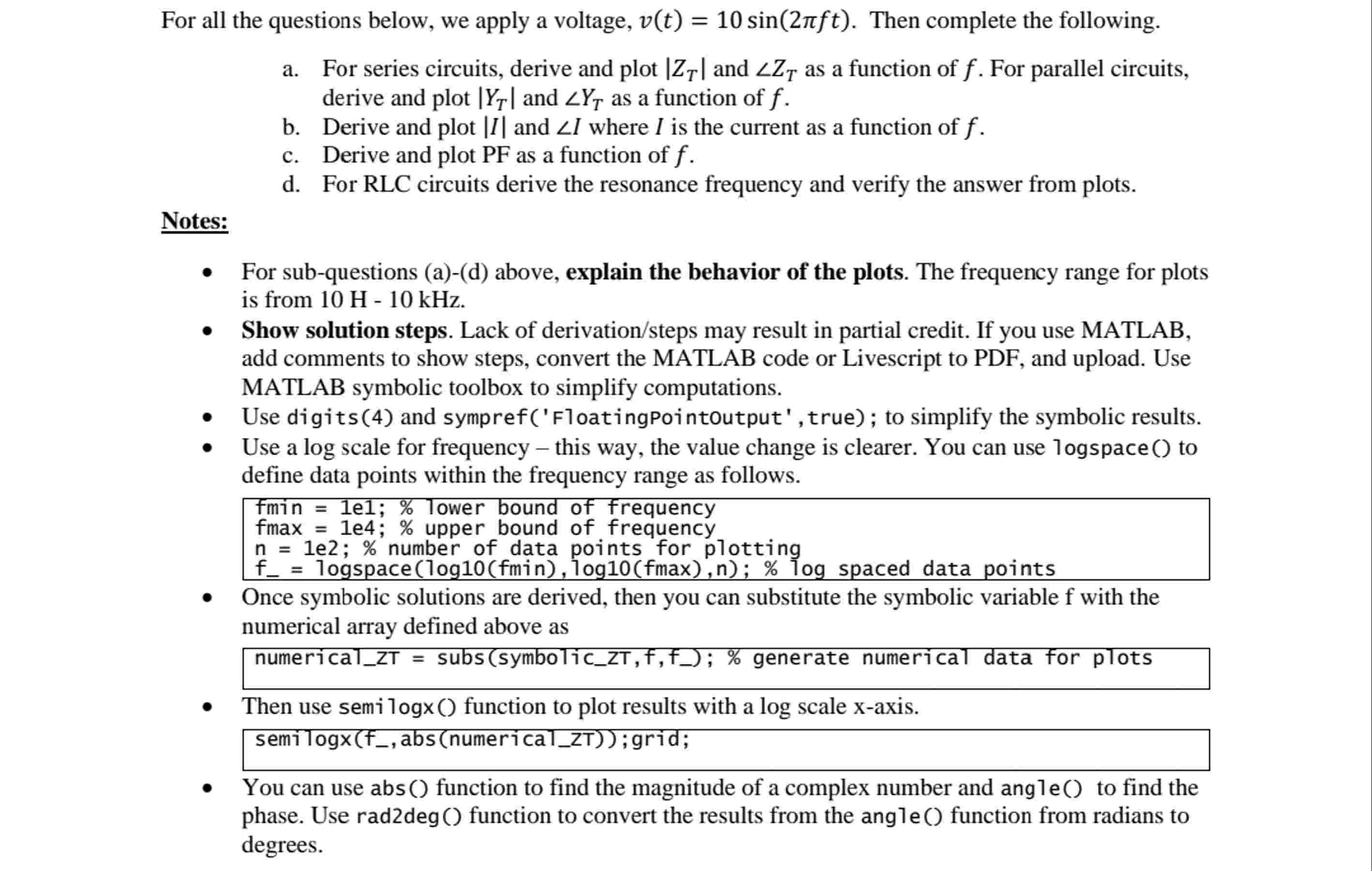 Solved Please show step by step solution and matlab code for | Chegg.com