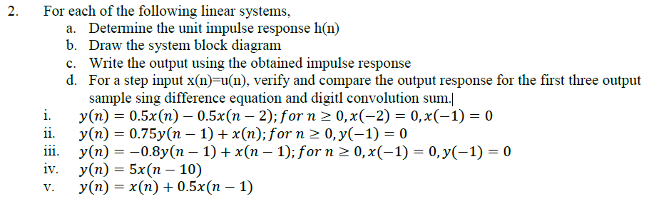 Solved 2. For each of the following linear systems, | Chegg.com