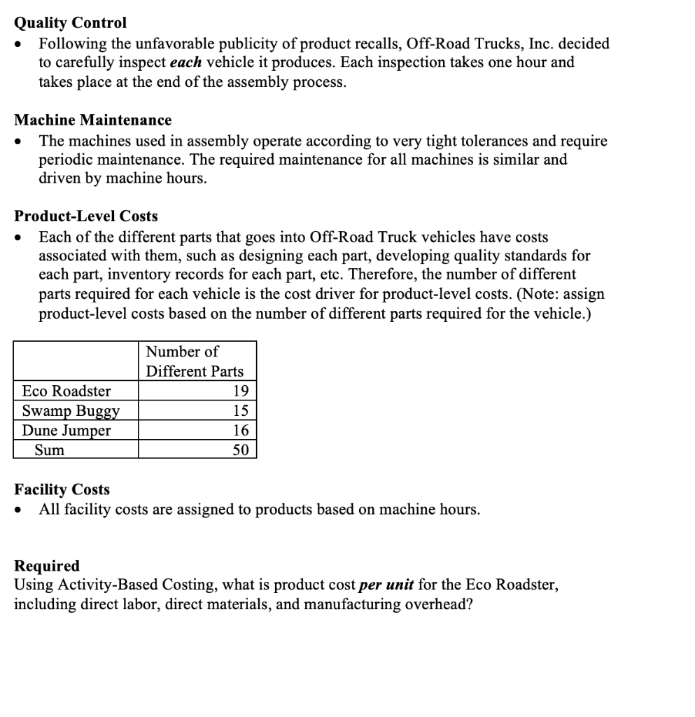 Solved Introduction Off Road Trucks (ORT) has developed a | Chegg.com