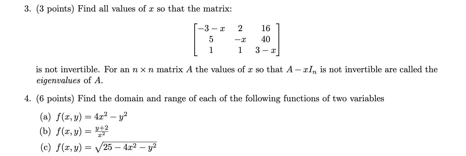 Solved 3. ( 3 points) Find all values of x so that the | Chegg.com