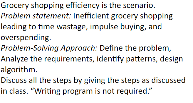 Solved Grocery shopping efficiency is the scenario.Problem | Chegg.com