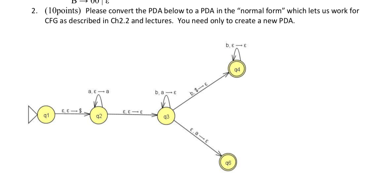 2. (10points) Please convert the PDA below to a PDA | Chegg.com