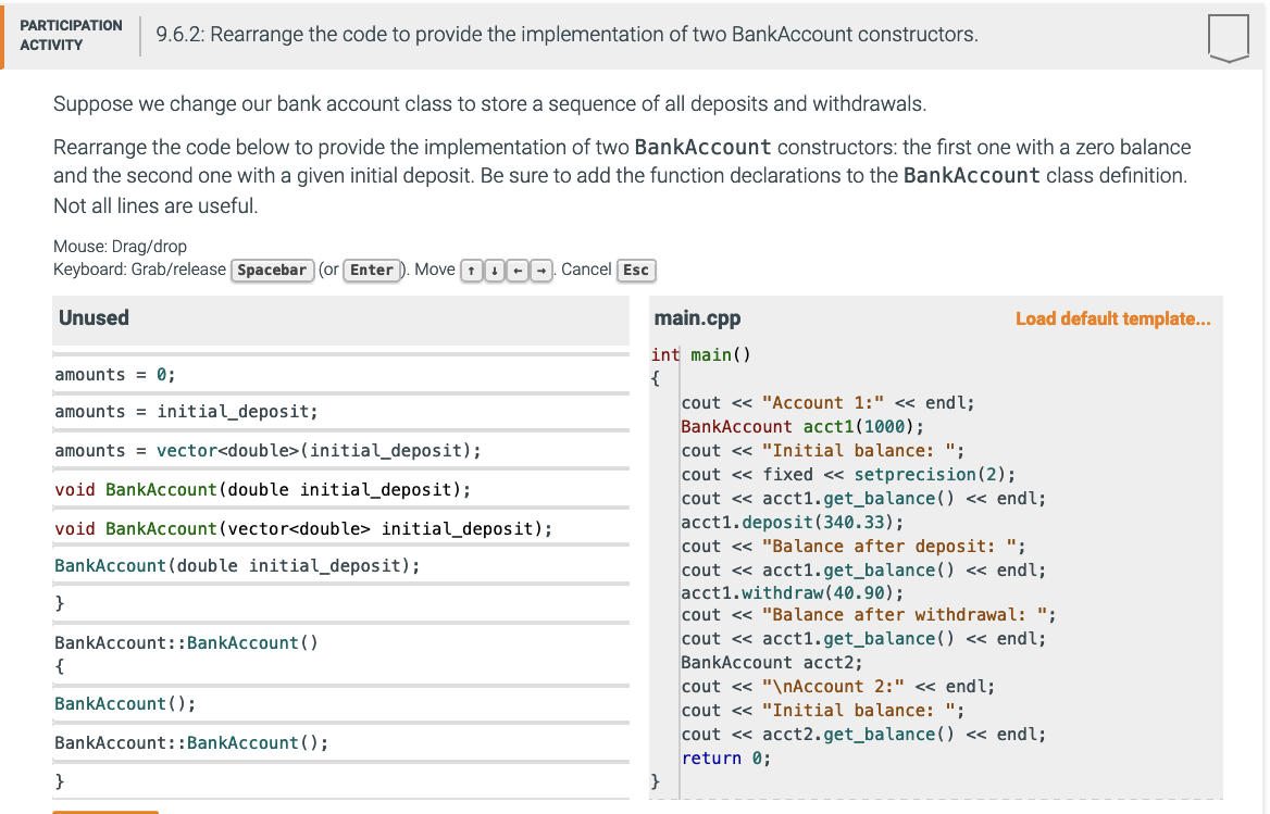 Solved Suppose we change our bank account class to store a | Chegg.com