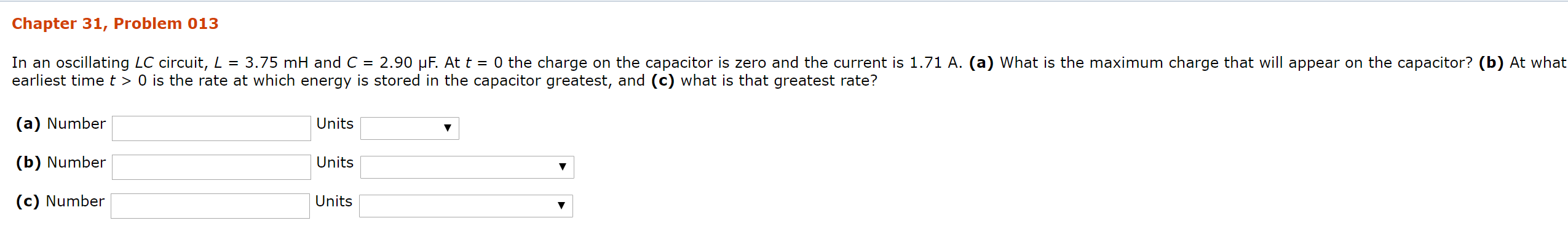 Solved Chapter 31, Problem 013 In an oscillating LC circuit, | Chegg.com
