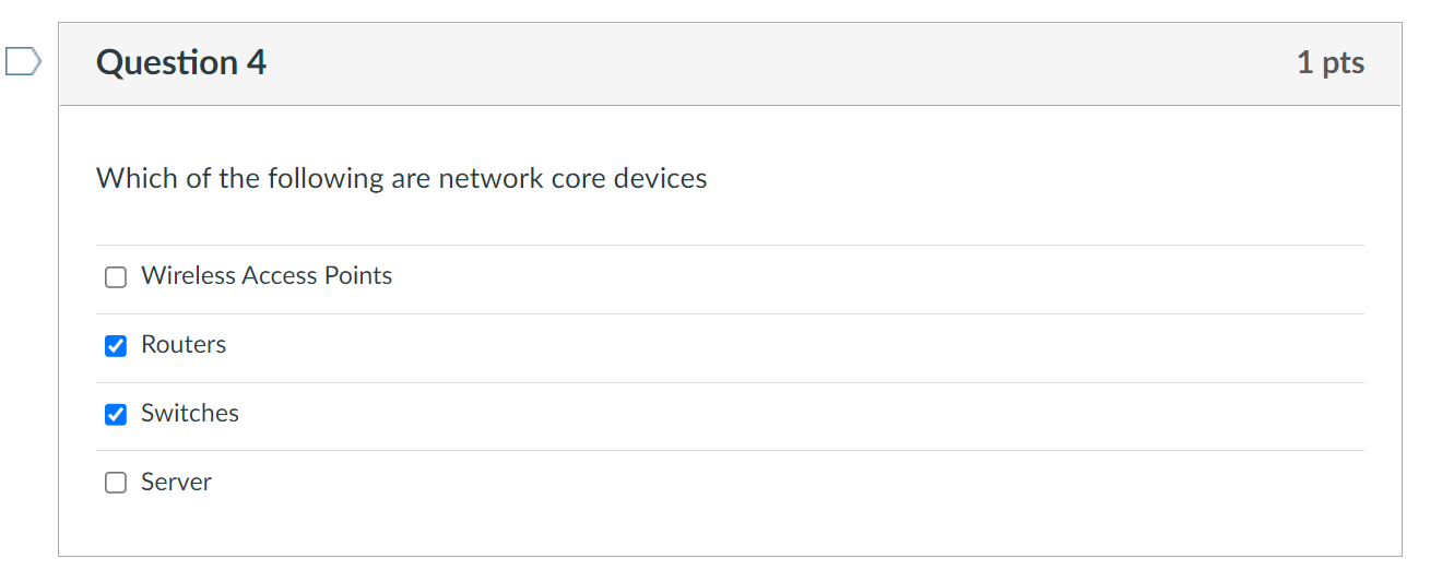Solved Which of the following are network core devices | Chegg.com