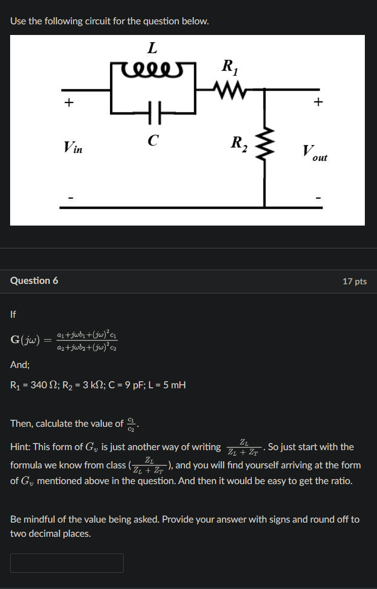 Solved Use the following circuit for the question below. | Chegg.com