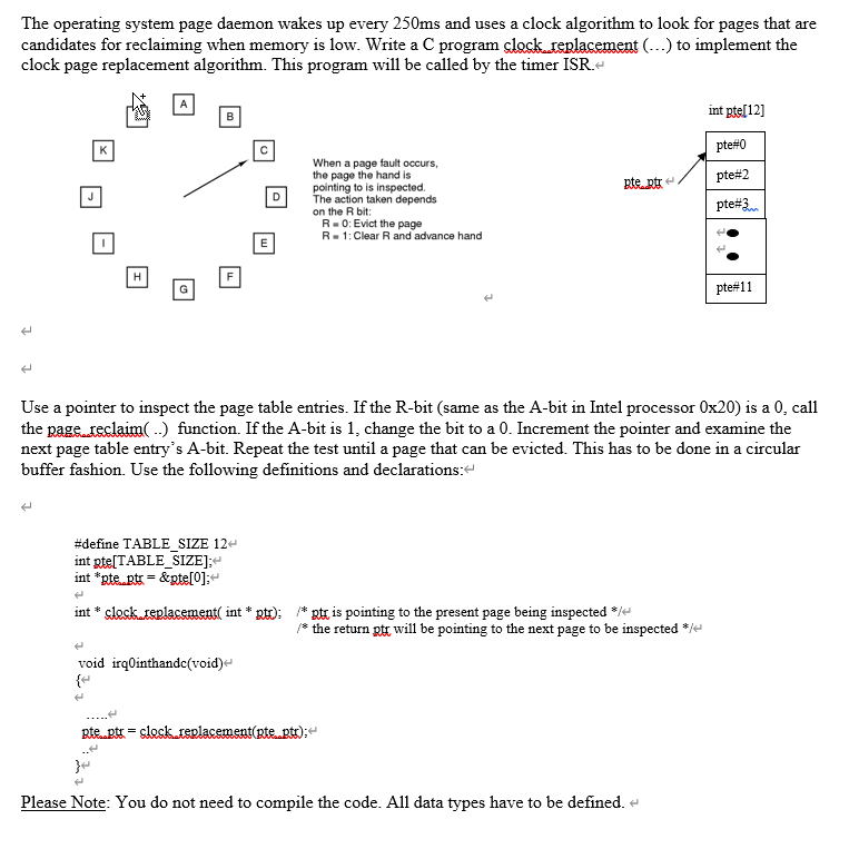 The operating system page daemon wakes up every 250ms | Chegg.com