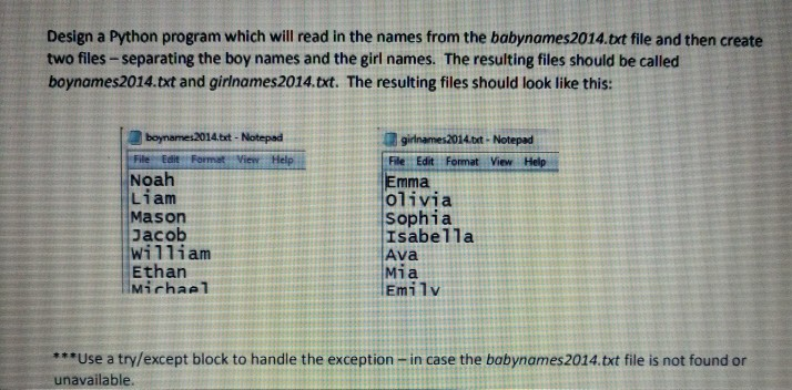 Solved Design a Python program which will read in the names | Chegg.com