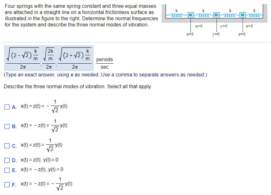 Solved Four springs with the same spring constant and three | Chegg.com