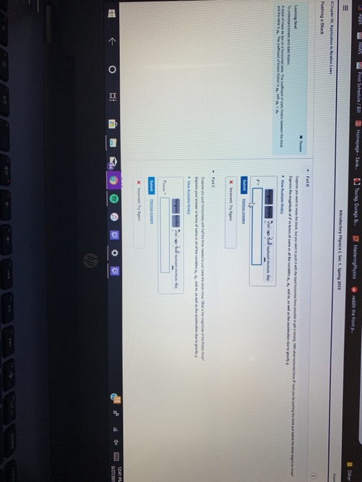 Solved Part D. Suppose you push horizontally with precisely | Chegg.com