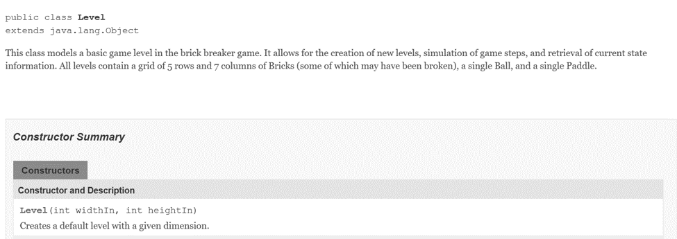 public class Level extends java.lang. Object This | Chegg.com
