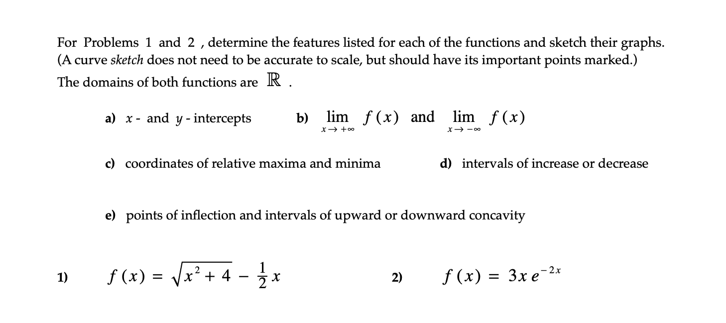 Solved For Problems 1 and 2 , determine the features listed | Chegg.com