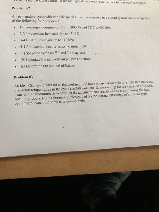 Solved An air-standard cycle with variable specific heats is | Chegg.com