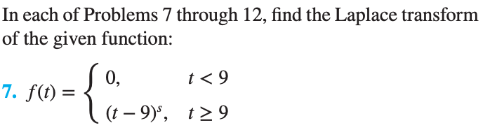Solved In each of Problems 7 through 12, find the Laplace | Chegg.com