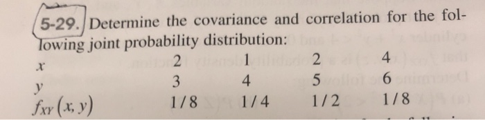 Solved 5-29. Determine the covariance and correlation for | Chegg.com