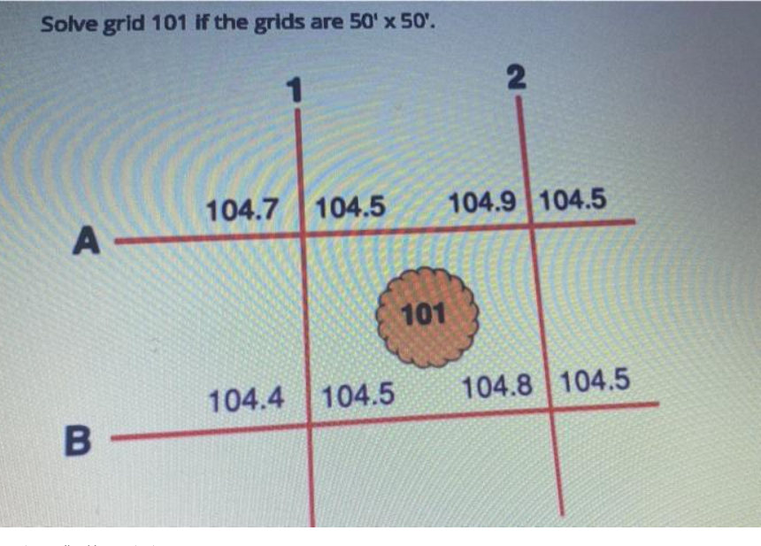 Solved Solve grid 101 if the grids are 50' x 50'. 2 104.7 | Chegg.com
