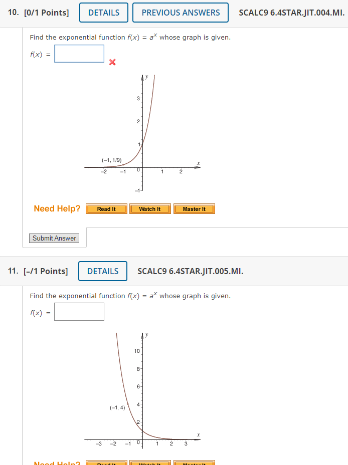 Solved Find The Exponential Function F X Ax Whose Graph Is