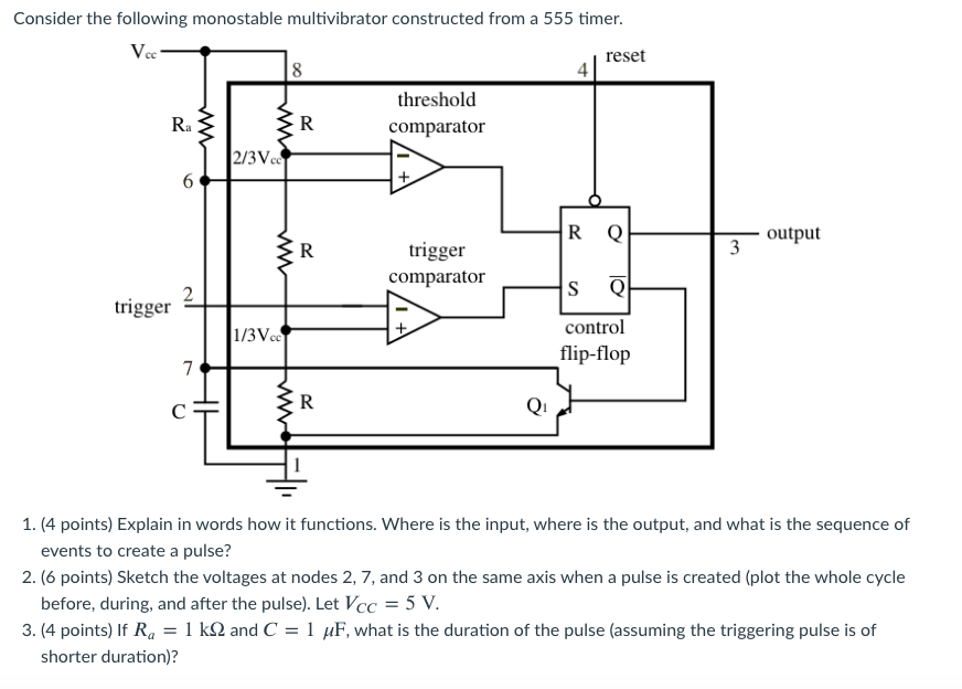 Solved Consider the following monostable multivibrator | Chegg.com