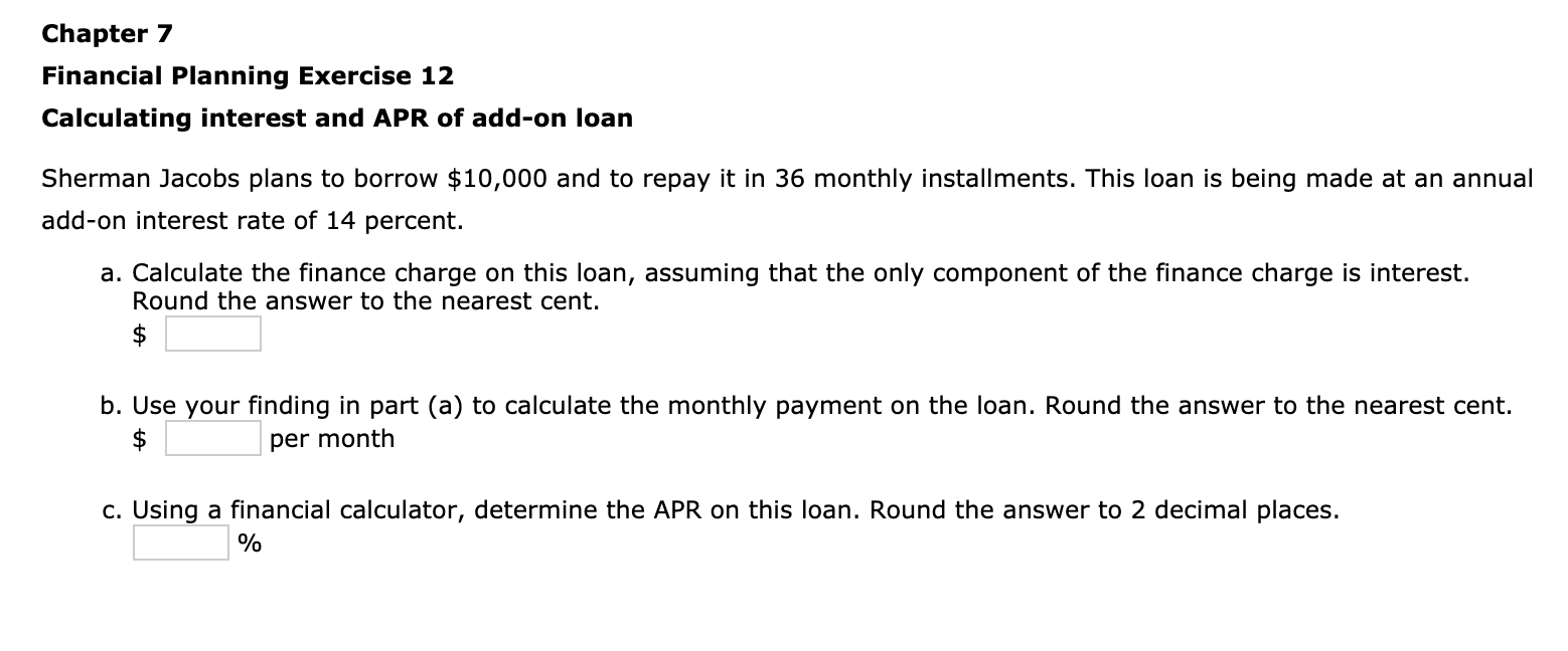 Solved Chapter 7 Financial Planning Exercise 12 Calculating | Chegg.com