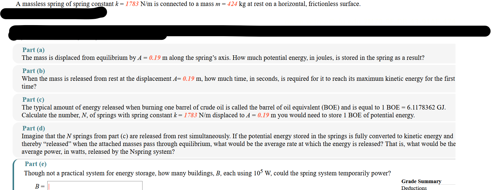 Solved A massless spring of spring constant \( | Chegg.com