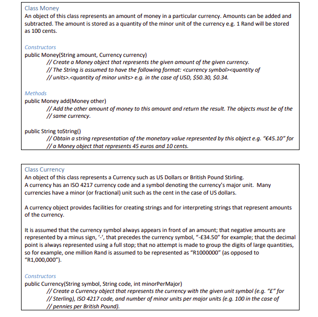 Solved Class Money An object of this class represents an | Chegg.com