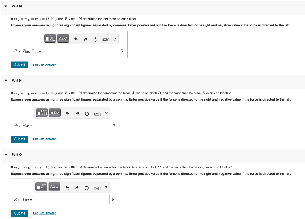 Solved Three blocks on a frictionless horizontal surface are | Chegg.com