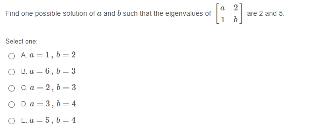 Solved a a 2 Find one possible solution of a and b such that | Chegg.com