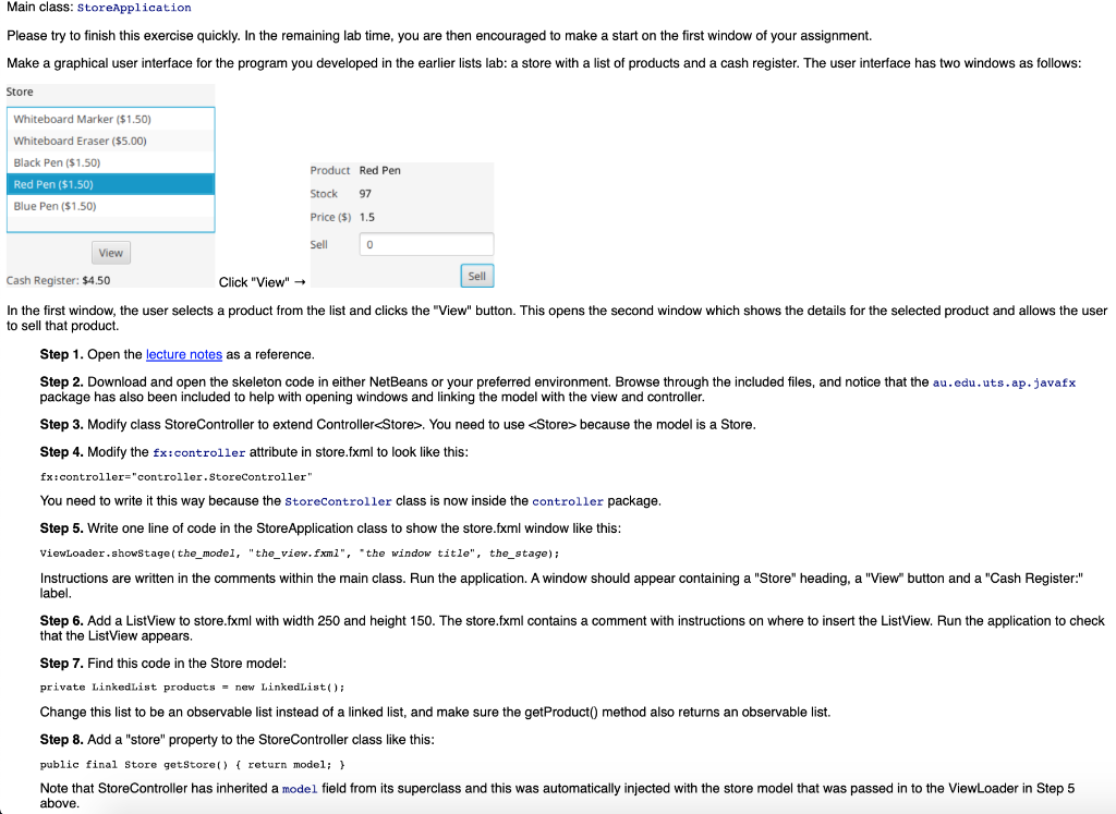 Solved Main class: Store Application Please try to finish | Chegg.com