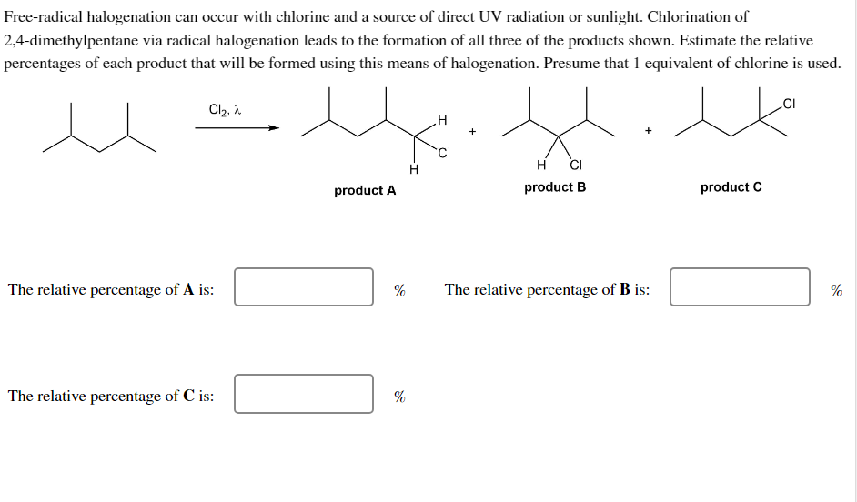 Solved Free-radical halogenation can occur with chlorine and | Chegg.com