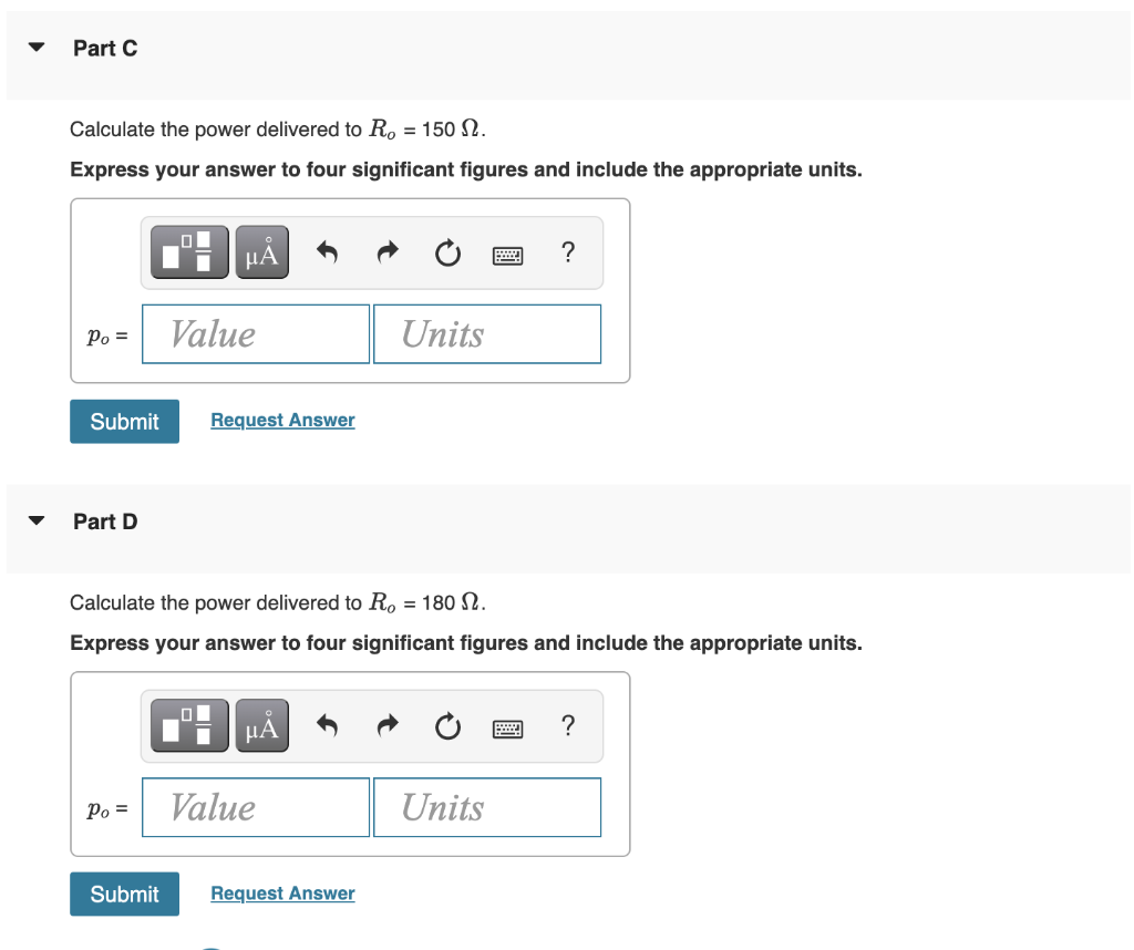 Solved Calculate the power delivered for each value of Ro in | Chegg.com