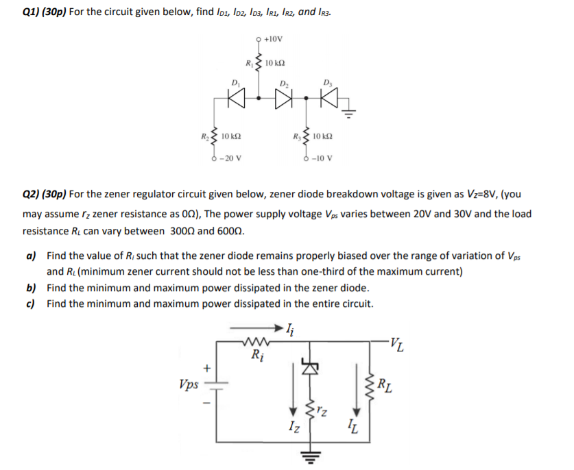 Solved Q1) (30p) For the circuit given below, find loi, lo2, | Chegg.com