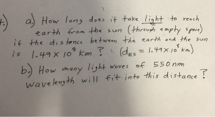 Solved How long does it take light to reach earth from the | Chegg.com