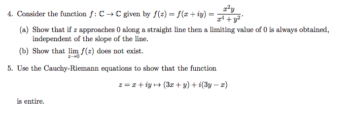 Solved 4 Consider The Function F C C Given By Fx Fx 5832