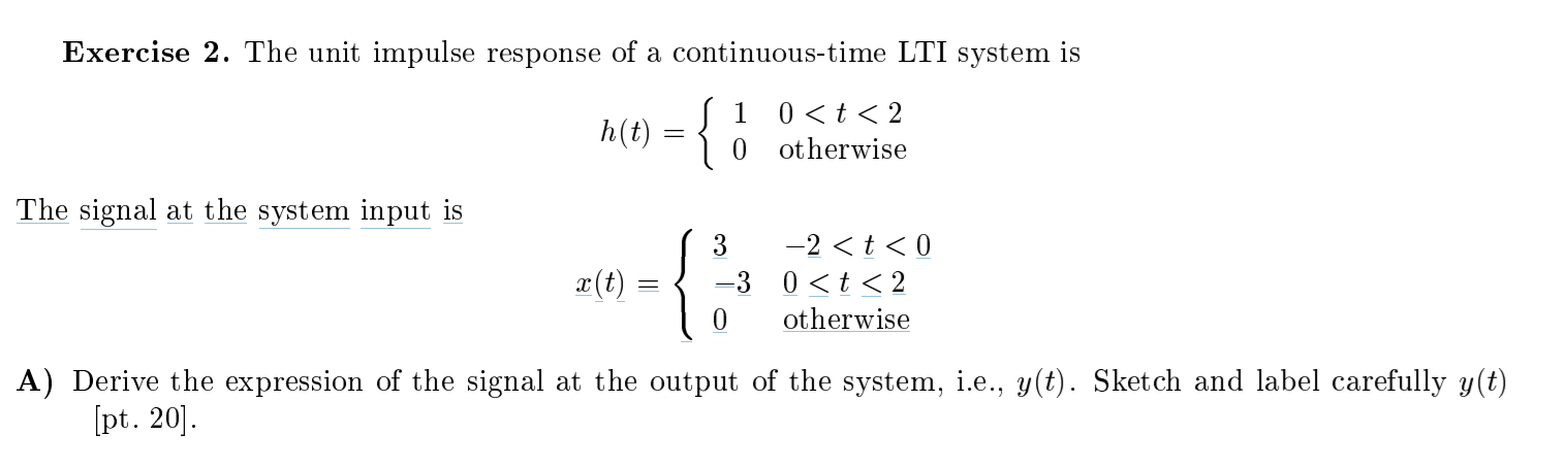 Solved Exercise 2. The unit impulse response of a | Chegg.com