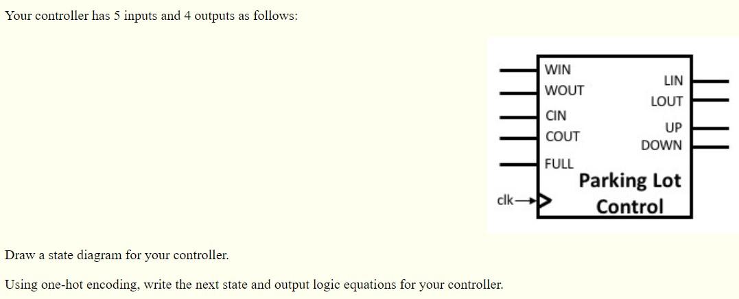 Solved Parking Entrance Light (8 points) not allow cars into | Chegg.com