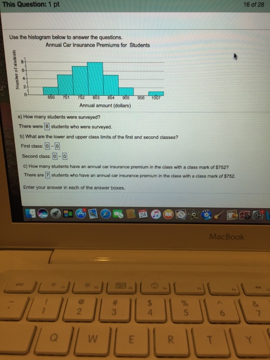 Solved This Question: 1 pt 16 of 28 Use the histogram below | Chegg.com