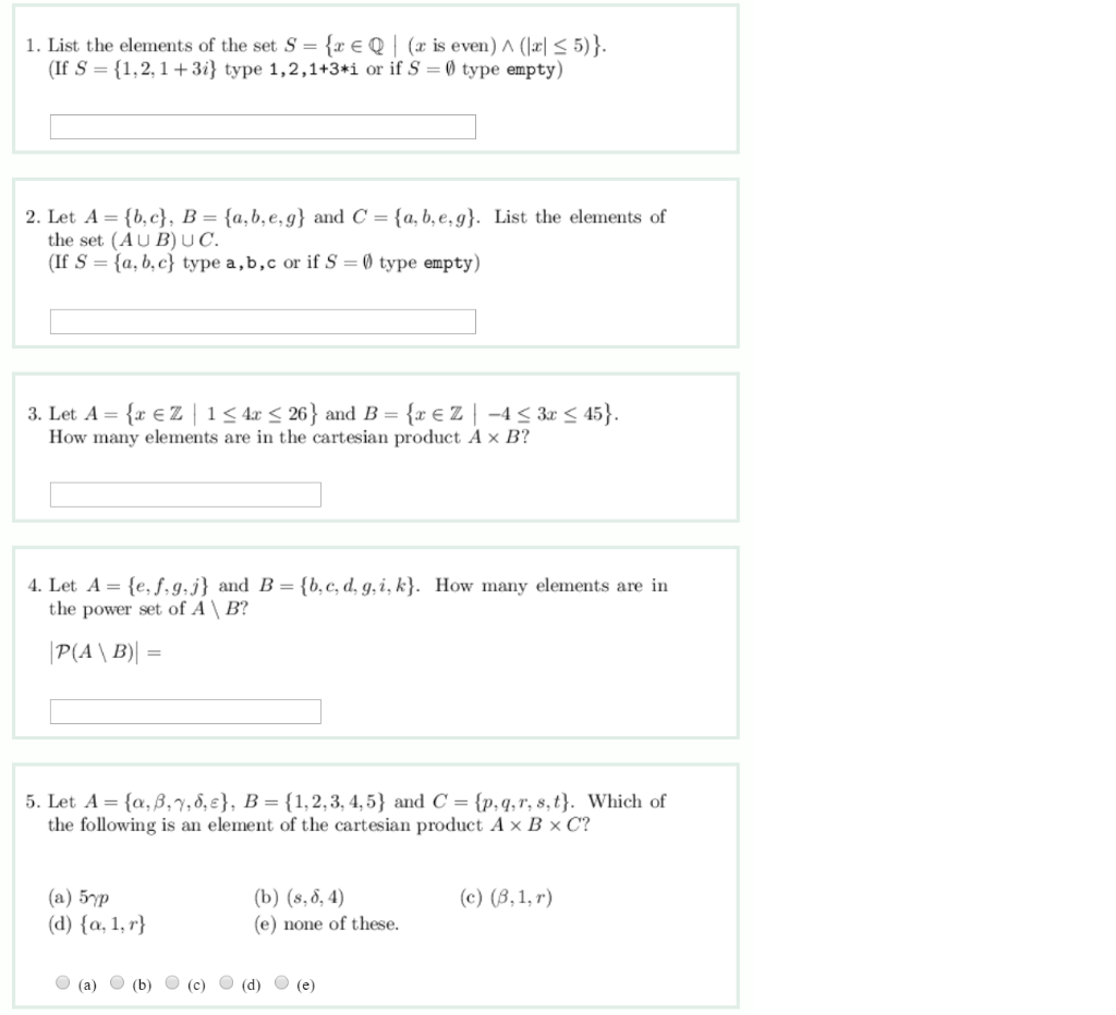Solved 1. List the elements of the set S = {xeQ (u is even) | Chegg.com