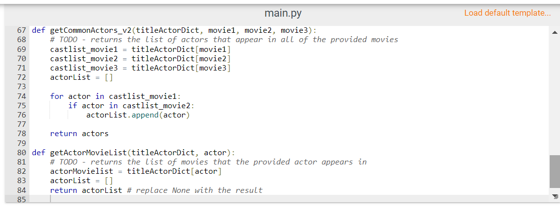 Solved main.py Load default template... 588%孔乃乃乃形刀仍归%a88弘% | Chegg.com