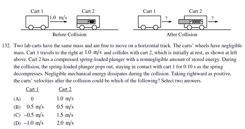 Solved 32. Two lab carts have the same mass and are free to | Chegg.com