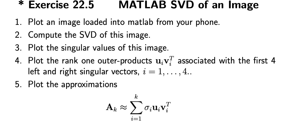 Solved 1. Plot an image loaded into matlab from your phone. | Chegg.com