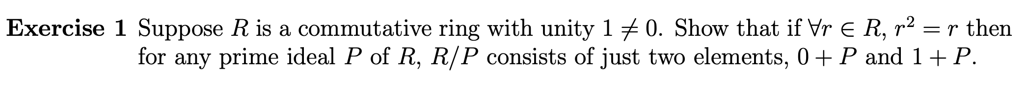 Solved Exercise 1 Suppose R is a commutative ring with unity | Chegg.com