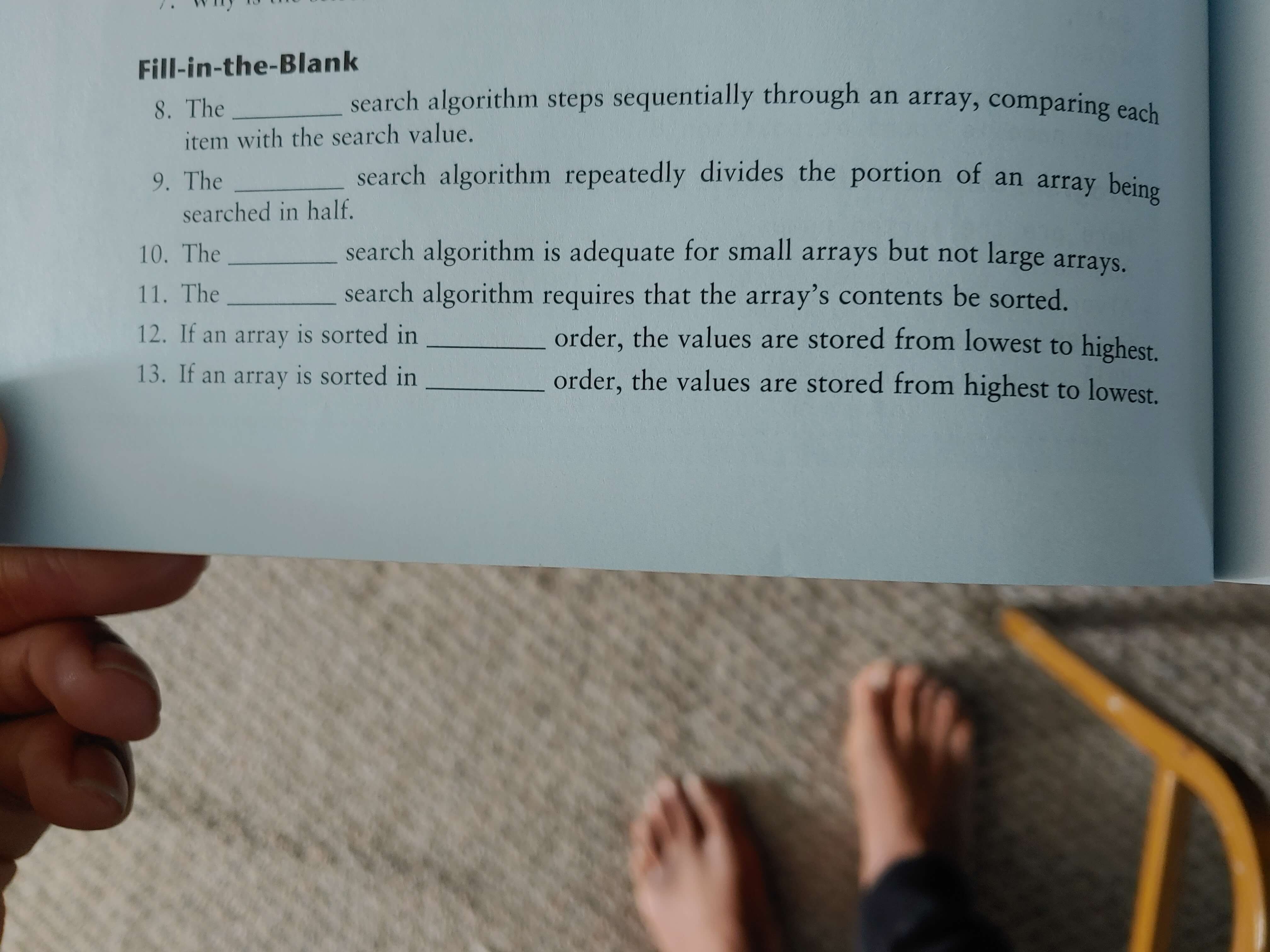 Solved Fill-in-the-Blank 8. The search algorithm steps | Chegg.com