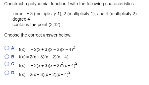 Solved Find the complex zeros of the polynomial function. | Chegg.com