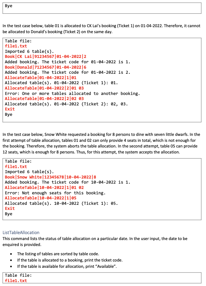 Solved Assignment Specification and Requirement The table | Chegg.com